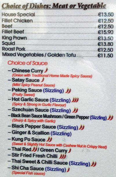 Menu at Starry Kitchen restaurant, Dublin