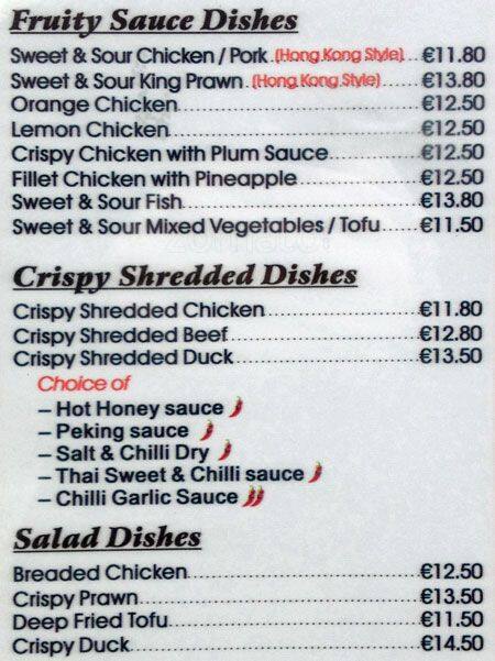 Menu at Starry Kitchen restaurant, Dublin