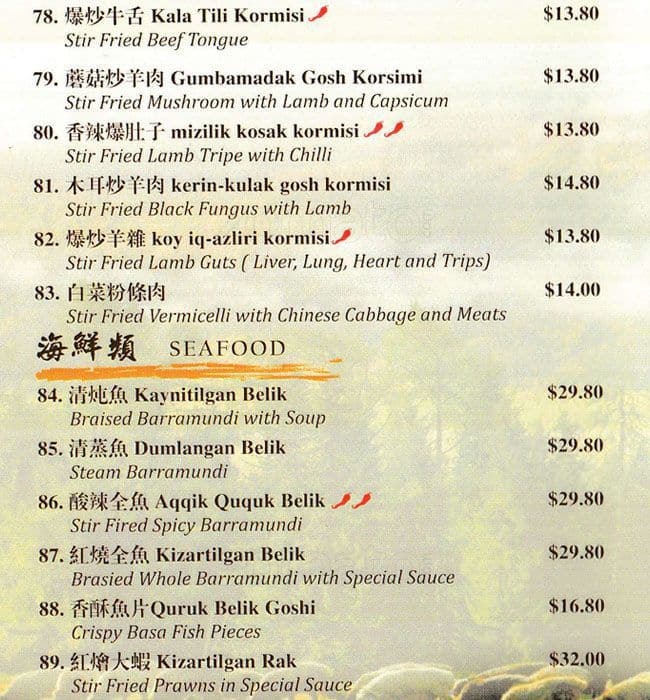 Menu at Anayurt restaurant, Springvale