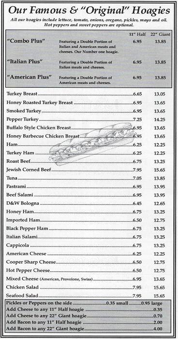 Menu at Hoagies Plus restaurant, Philadelphia, 752 E Tioga St