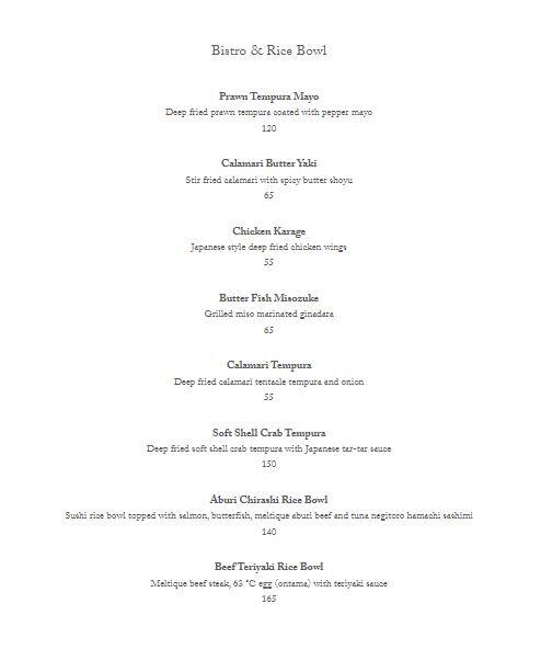 Menu at Kajin Japanese Contemporary Sushi restaurant, Mengwi, Petitenget St No.98y