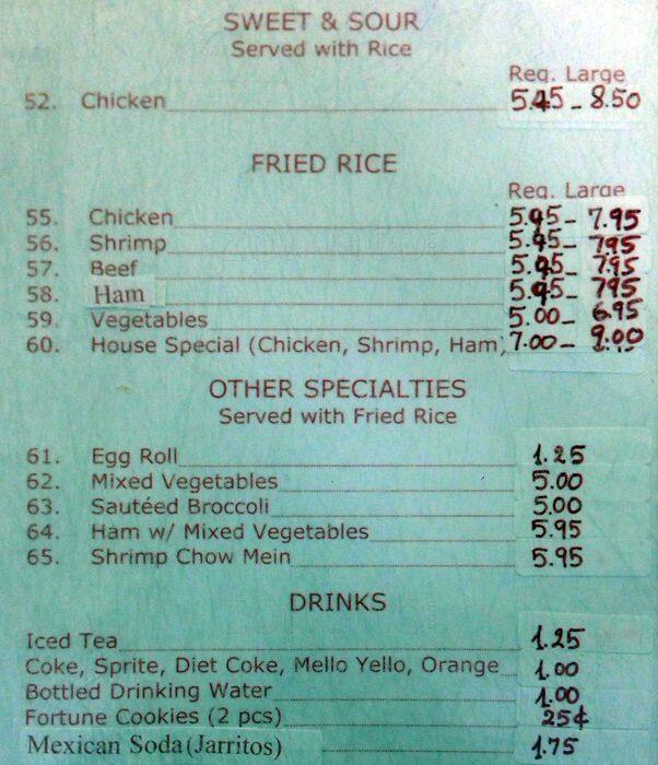 Menu at Sun Sing Express restaurant, Concord, 886 Concord Pkwy N