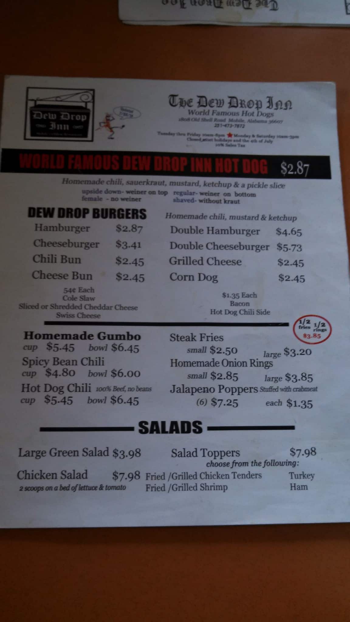 The Dew Drop Inn Menu, Menu for The Dew Drop Inn, Mobile, Mobile Bay ... The Dew Drop Inn Menu, Menu for The Dew Drop Inn, Mobile, Mobile Bay ...