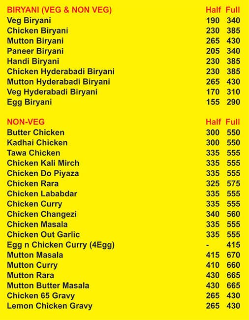 Menu at ADA Restaurant, New Delhi