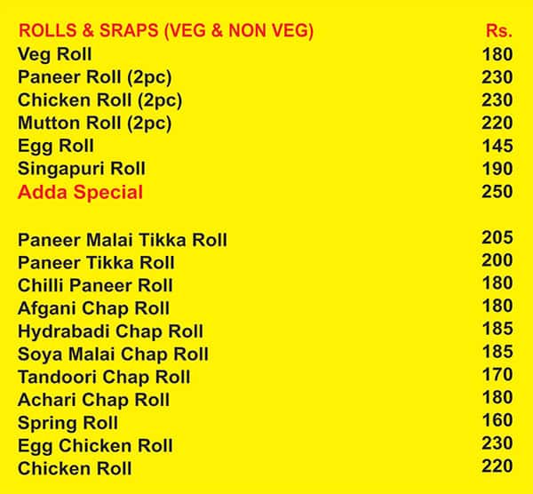 Menu at ADA Restaurant, New Delhi