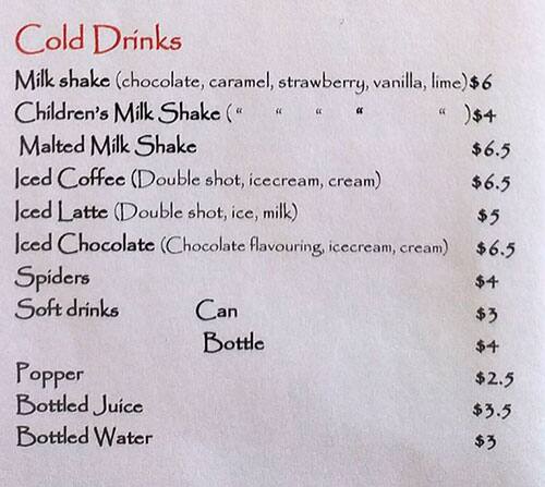 Menu at Chatters Coffee Shop cafe, Chermside