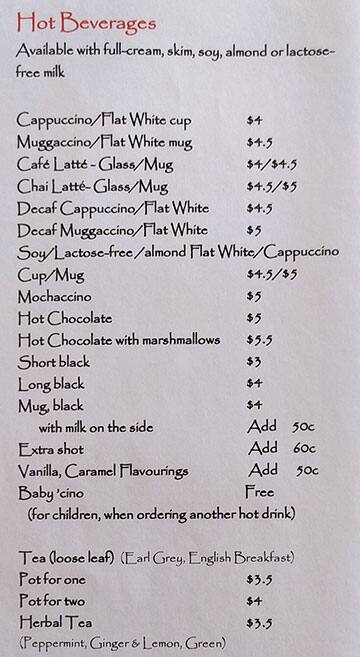 Menu at Chatters Coffee Shop cafe, Chermside