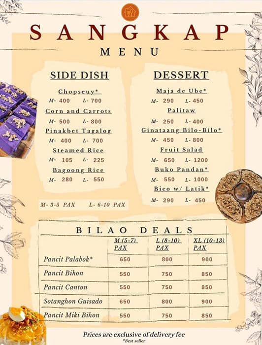 Menu at Sangkap restaurant, Manila