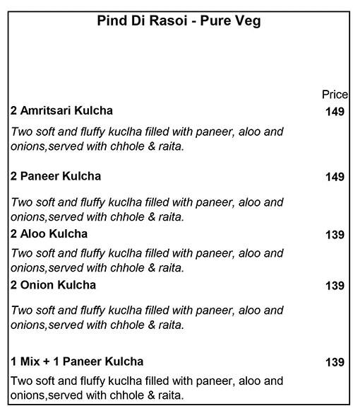 Menu of Pind Di Rasoi - Pure Veg, Indira Nagar, Lucknow