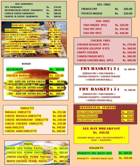Menu of Cafe 112, Naktala, Kolkata