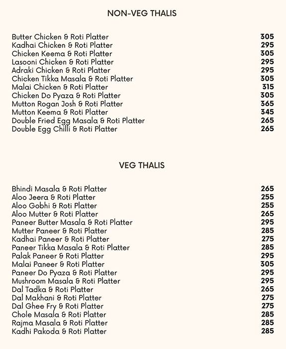 Menu of Roti Curry & Co, Madhapur, Hyderabad