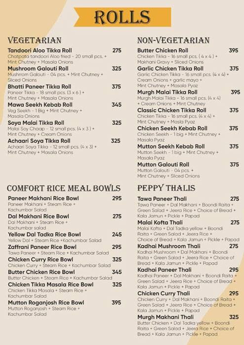 Menu at We Rollin, Noida