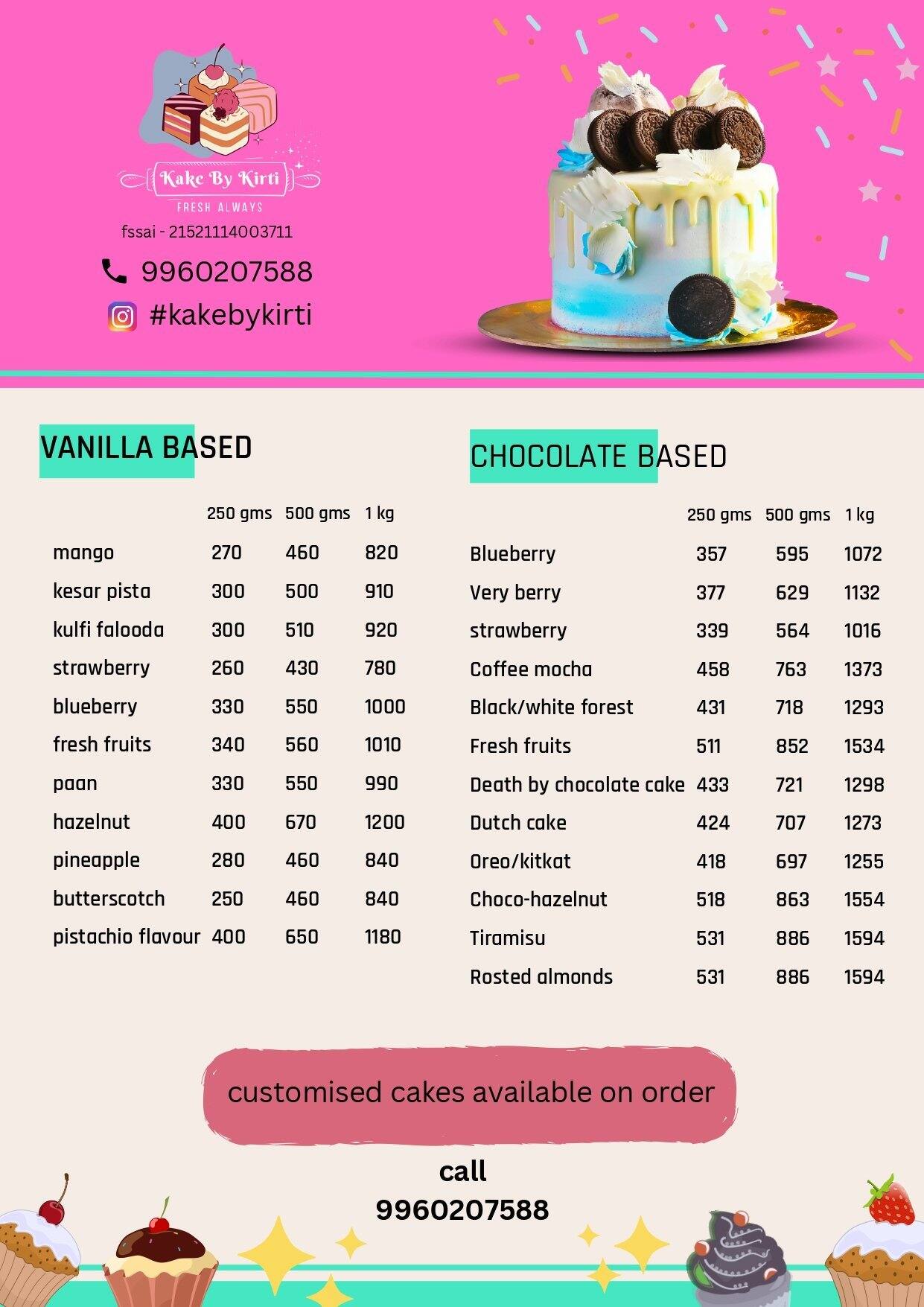 Menu of Kake By Kirti, Ulwe, Navi Mumbai