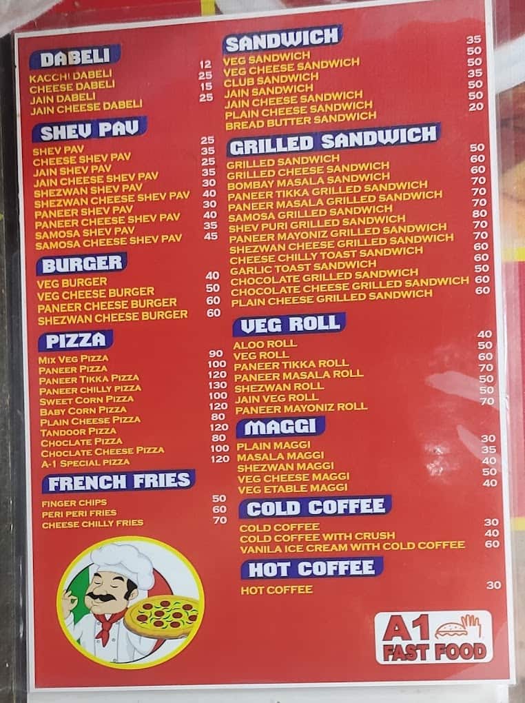 Menu of A-One Kacchi Dabeli Center, Dhanori, Pune