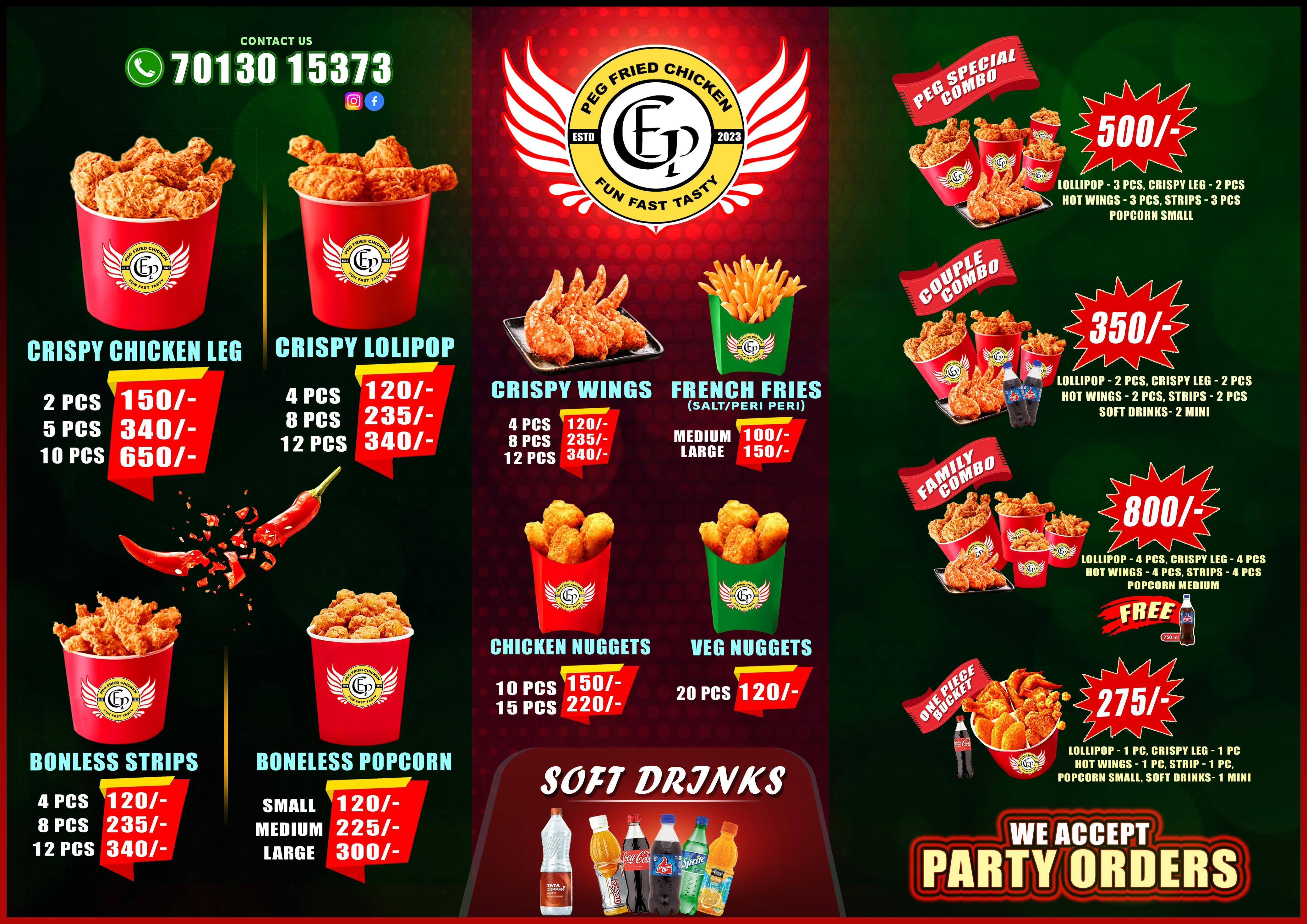 Menu of Peg Fried Chicken, Nizampet, Hyderabad