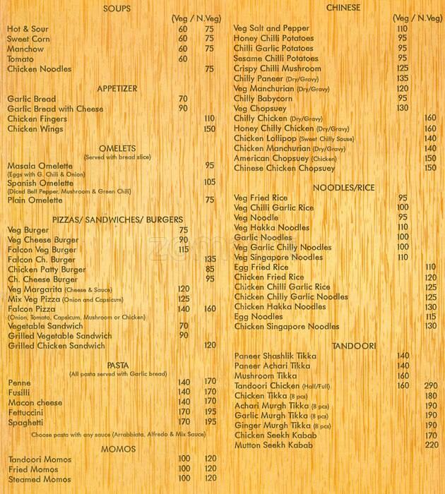Menu at Falcon Riders Cafe, New Delhi, 295, Ground Floor, Satyaniketan Road