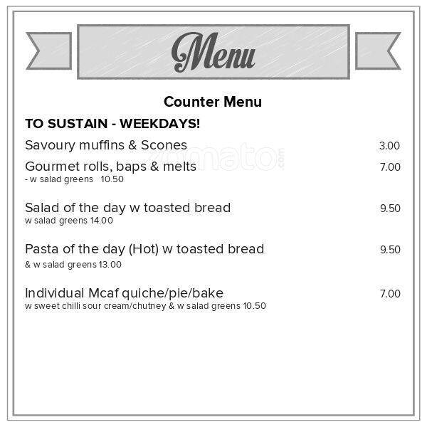 Menu at The Museum Cafe, Christchurch