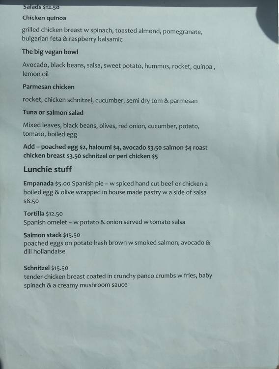 Menu at Pisco Sour restaurant, Chippendale