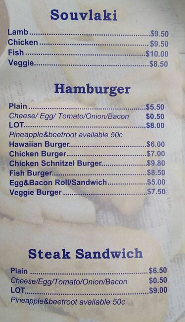 Carta de comida rápida North Balwyn Fish & Chips, Balwyn, 249E Belmore Rd