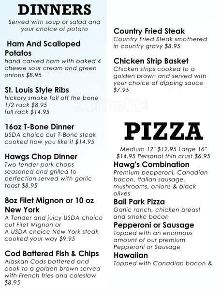 Menu at Boss Hawgs Bar 'N' Grill, Portland