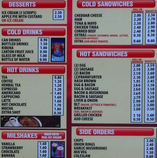 Menu at Eden Cafe, Beckenham, 440 Upper Elmers End Rd