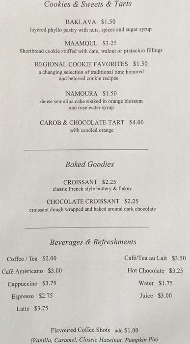 Menu at Courtyard Cafe, Toronto, 77 Wynford Drive