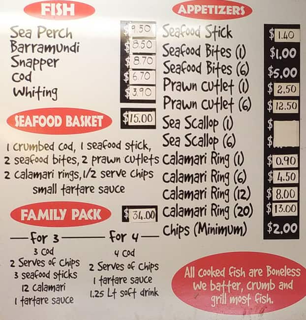 Menu at Dangs fast food, Grange