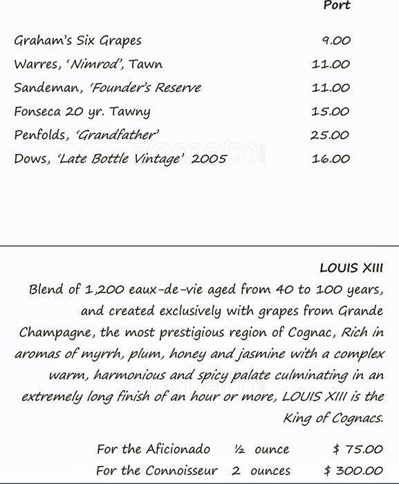 Menu at Bacara Bar, Goleta