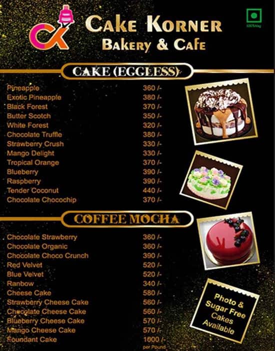 Menu at Cake corner, Indore, Shop 1