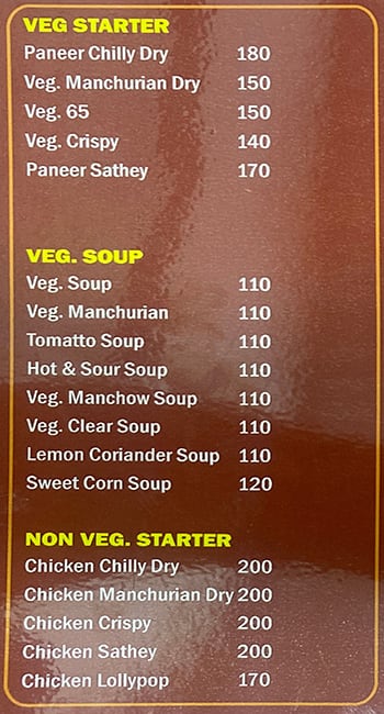 Menu of Maitri Chinese Corner, Ambernath, Thane