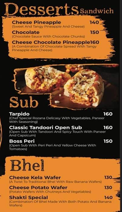 Menu at Shakti - The Sandwich Shop, Ahmedabad, Sardar Chowk