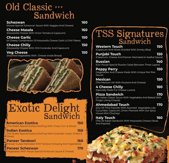 Menu at Shakti - The Sandwich Shop, Ahmedabad, Sardar Chowk