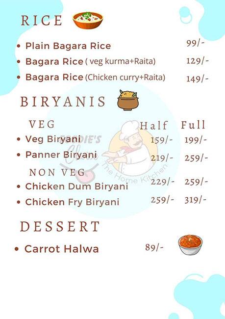 Menu of Foodie's Choice, Narapally, Hyderabad