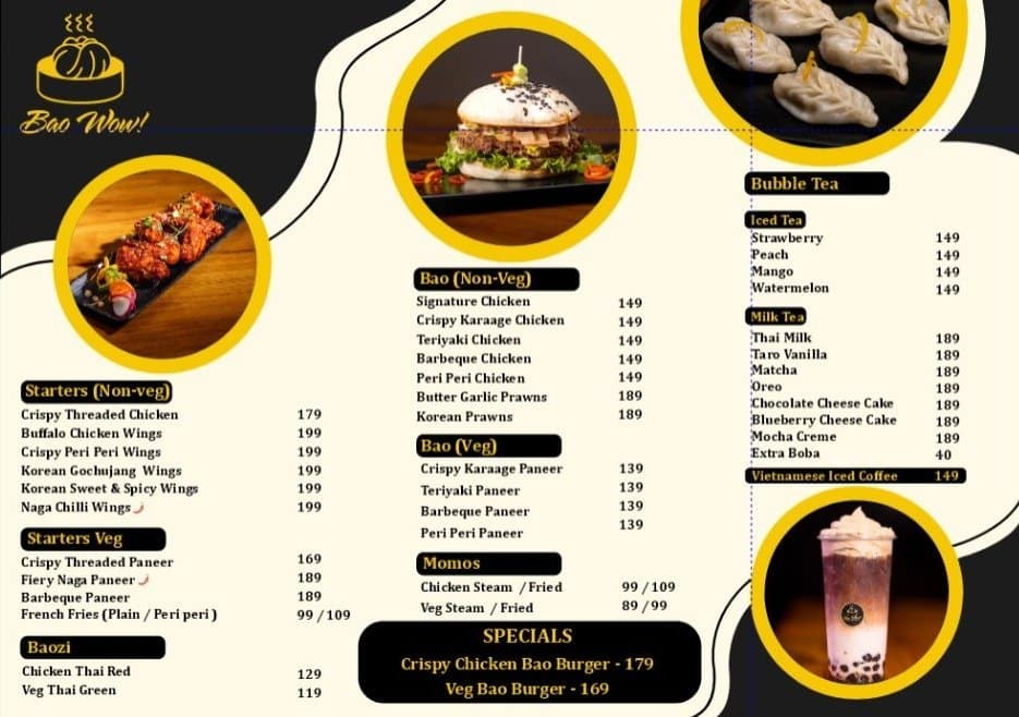 Menu of Bao Wow!, Indiranagar, Bangalore