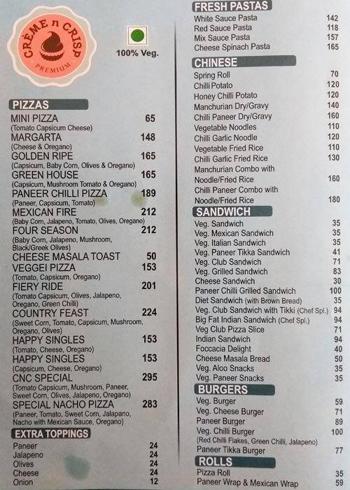 Creme N Crisp Menu, Menu for Creme N Crisp, Kalkaji, New Delhi - Zomato