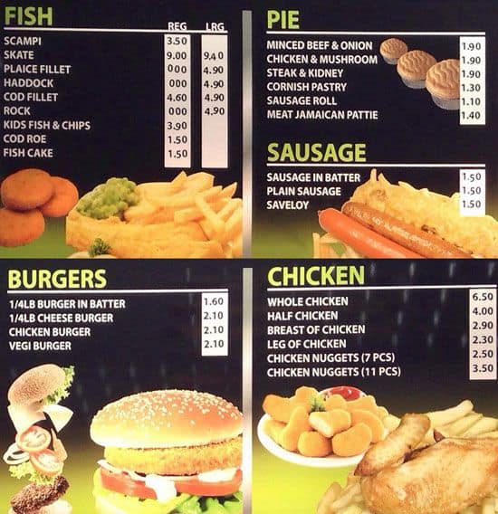 Menu at Melfort Fish Bar, Thornton Heath