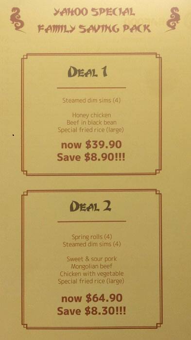 Menu at Yahoo Seafood Restaurant, Victoria Point