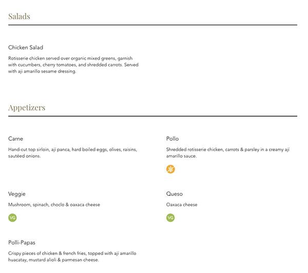 Menu at Limón restaurant, San Francisco, 524 Valencia St