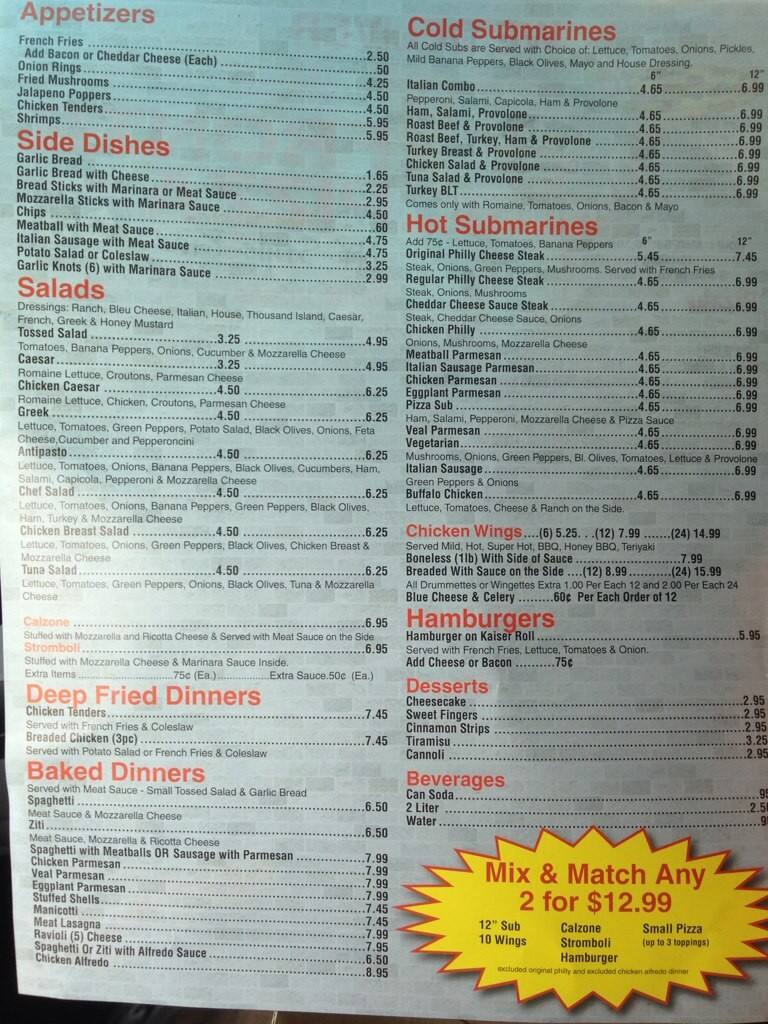 Menu at Fronte pizzeria, Pinellas Park