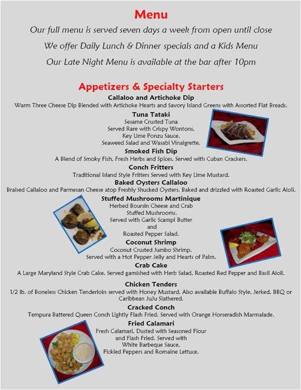 Menu at Conch Republic Seafood Company, Key West