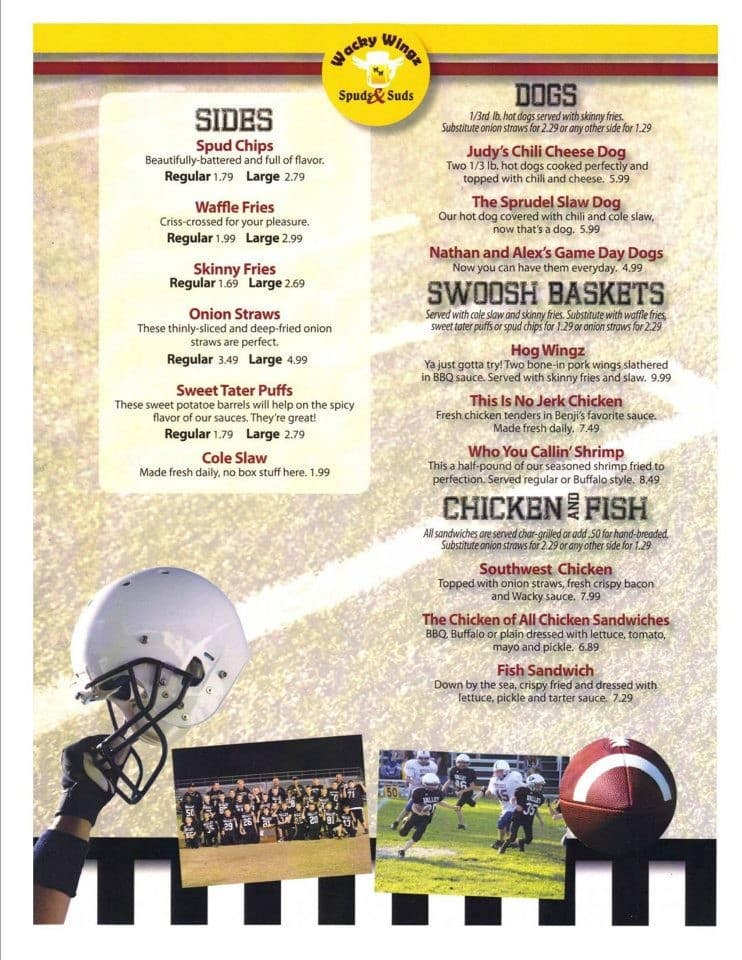 Menu at Legendz Sports Bar and Grill, French Lick