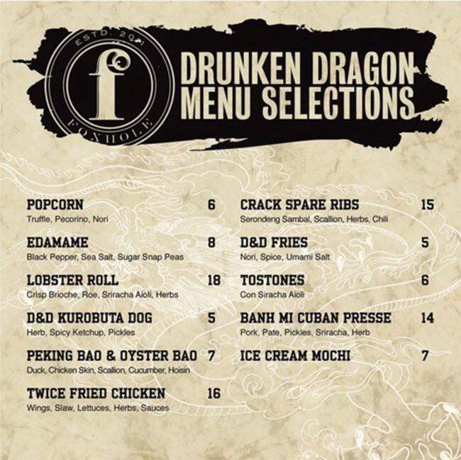 Menu at Foxhole pub & bar, Miami Beach