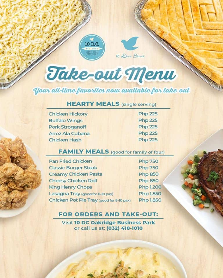 Menu at 10 Dove Street cafe, Cebu City, Upper Ground Floor