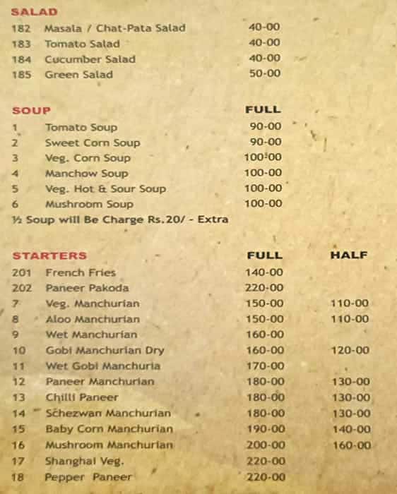 Menu of Balaji Jalsa Family Dhaba, ECIL, Secunderabad