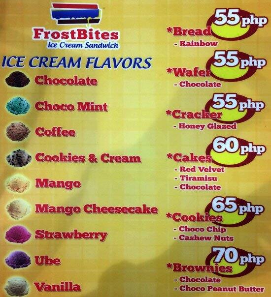 Menu at Frostbites, Cebu City, SM Seaside City