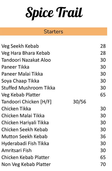 Menu of The Spice Trail, Dubai Silicon Oasis (DSO), Dubai