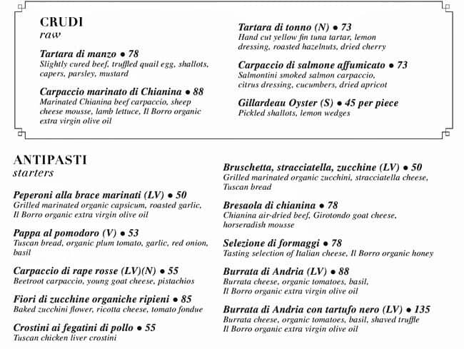 Il Borro Tuscan Bistro - Jumeirah Al Naseem Hotel Menu - Zomato