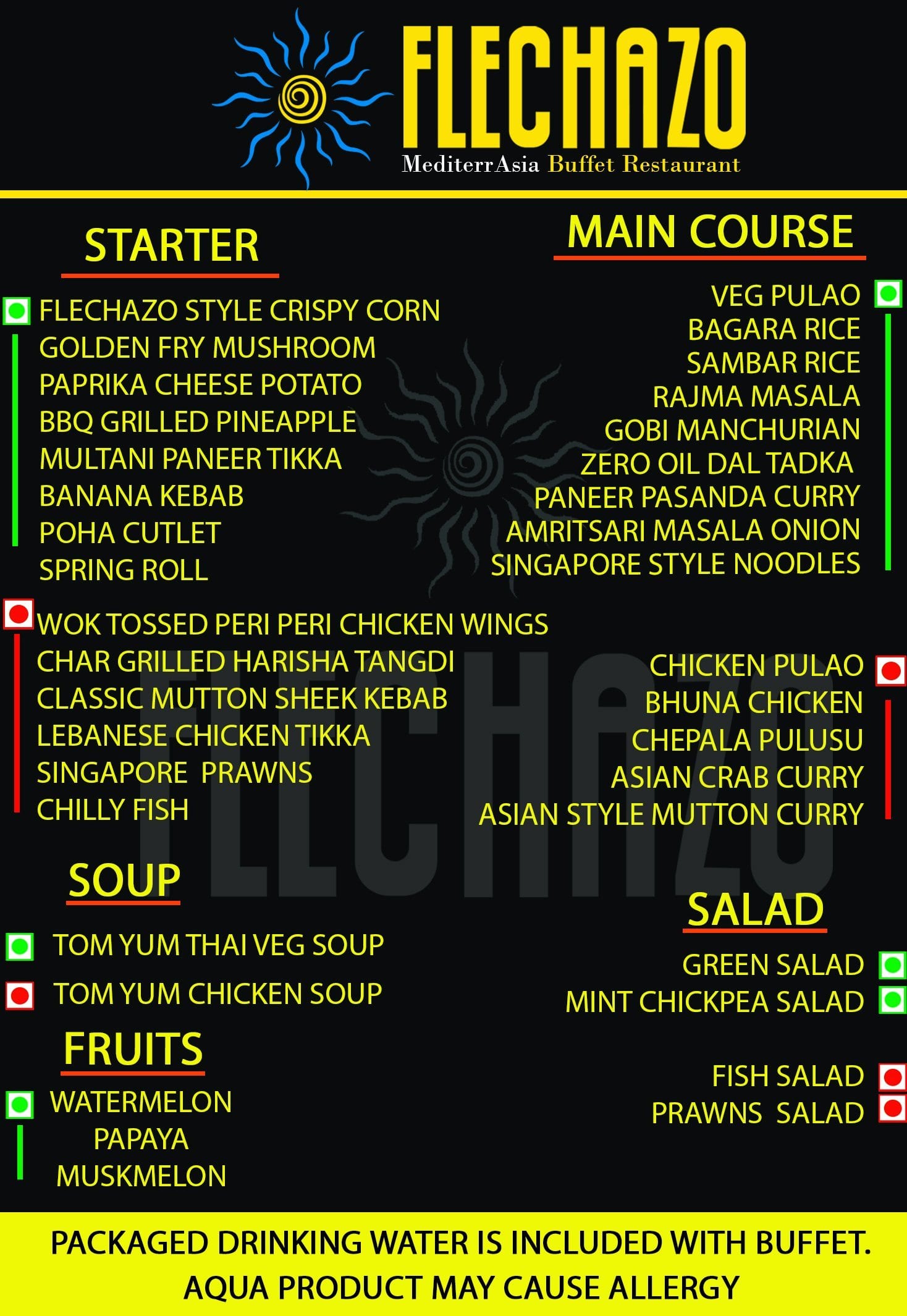 Menu of Flechazo, Kondapur, Hyderabad