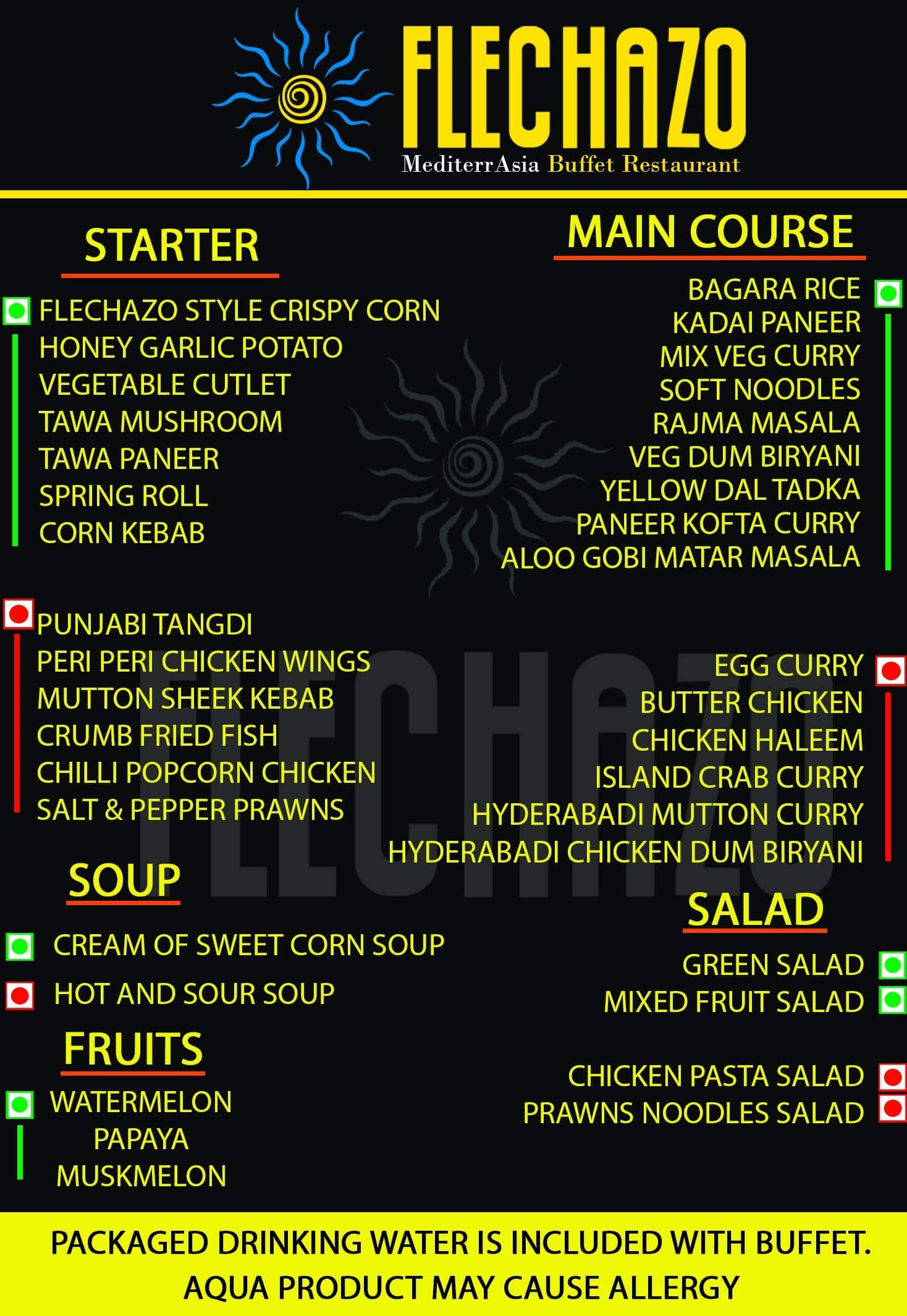 Menu of Flechazo, Kondapur, Hyderabad