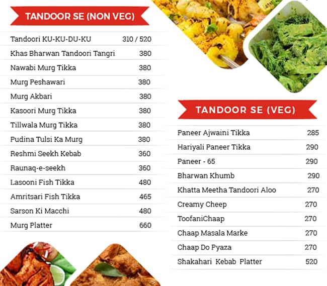 Menu of Sethi's, Powai, Mumbai